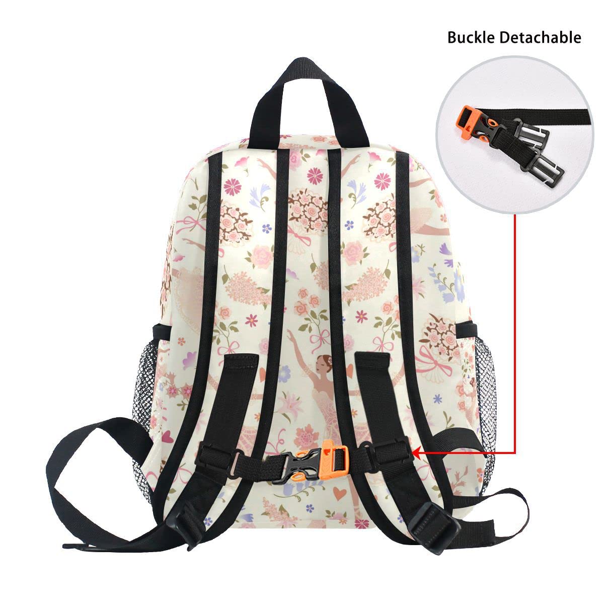 Glaphy Custom Kid's Name Backpack Dancing Ballerinas Floral Toddler Backpack Personalized Name Preschool Bookbag for Boys Girls