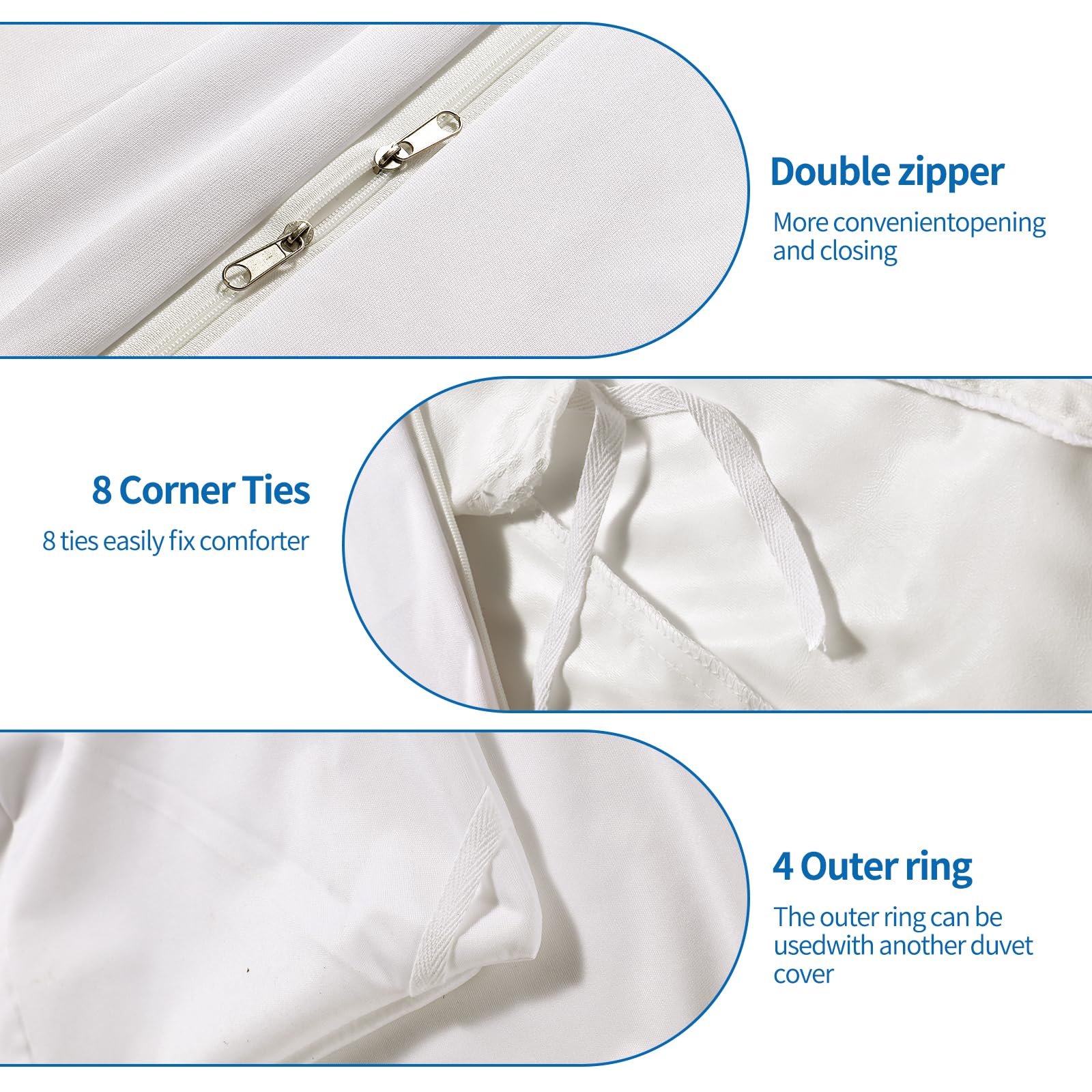 Lxztayuk White Waterproof Duvet Cover, Knitted Fabric Waterproof Duvet Protector with Zipper, Reversible Bed Comforter Protector with Corner Ties for Kids, Elder, Pets, Dog, Cat (King,90 in X 106 in)