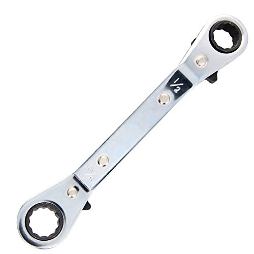 Reversible Ratcheting Wrench, Double Box End Ratcheting Wrench, Offset Double Box End Ratcheting Wrench, 1/2 Inch - 9/16 Inch Ratcheting Wrench, Chrome Vanadium Steel, 1Pcs,Aicosineg