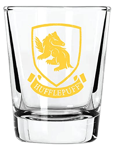 Harry Potter Shot Glass Set - 2 oz. Capacity - Set of 4 Glasses - Gryffindor, Slytherin, Hufflepuff, Ravenclaw
