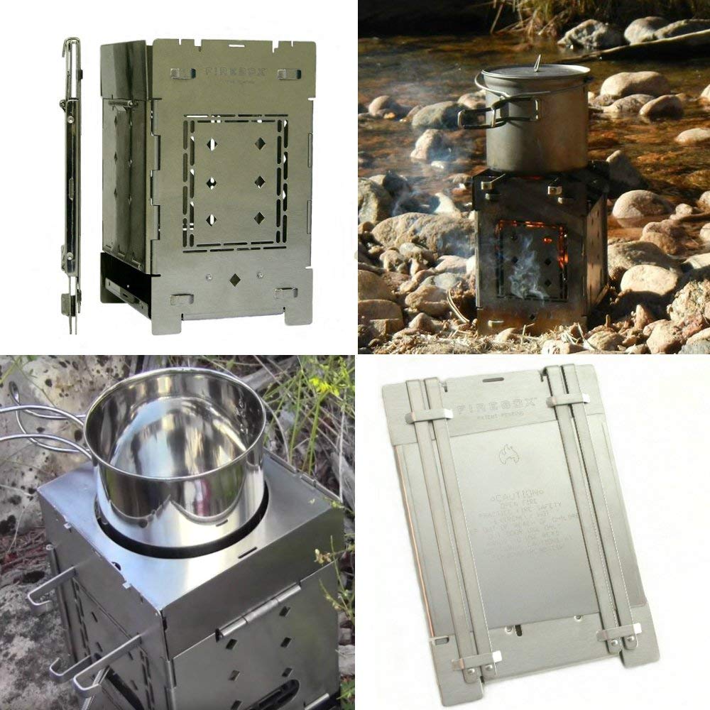 Firebox Bushcraft Camp Stove Kit - Wood Burning/Multi Fuel - Collapsible/Folding - Portable Campfire - Model Gen 2 5 inch / G2-5" Stainless Steel Camping Stove