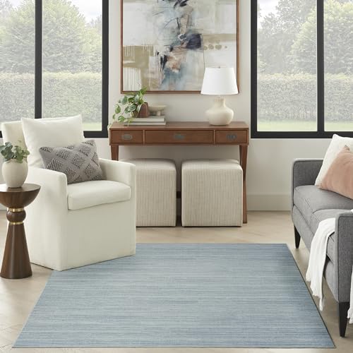 Nourison Washable Essentials Coastal, Nautical & Beach Aqua 4' x 6' Area Rug, Non Shedding, Bed Room, Living Room, Dining Room, Kitchen (4x6)