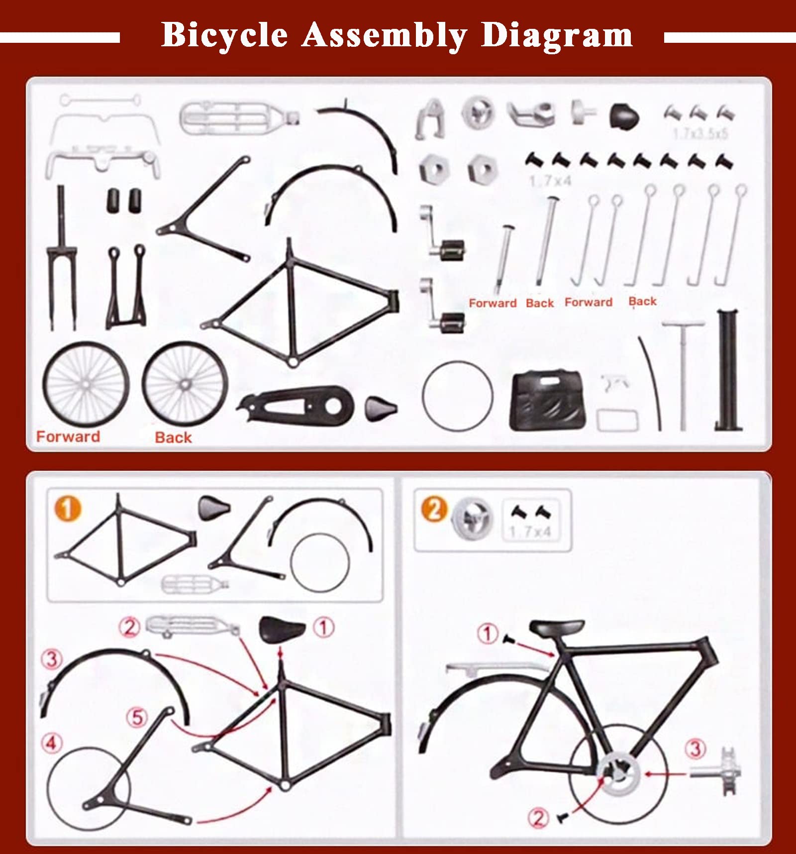 Japelessor 51 PCS Retro Bicycle Model Ornament for Kids - DIY Bicycle Model Assembled (B-Green)