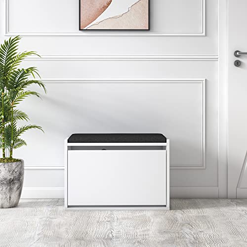 Ruumstore Tona Shoe Cabinet, 1 Flip Drawer Shoe Storage with Padded Seat Cushion