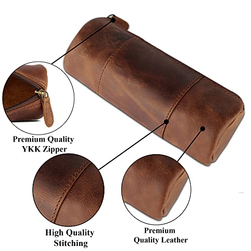 The Antiq Make-up Pouch, Leather Zipper Pouch, Leather Pencil Case, Marker Pouch