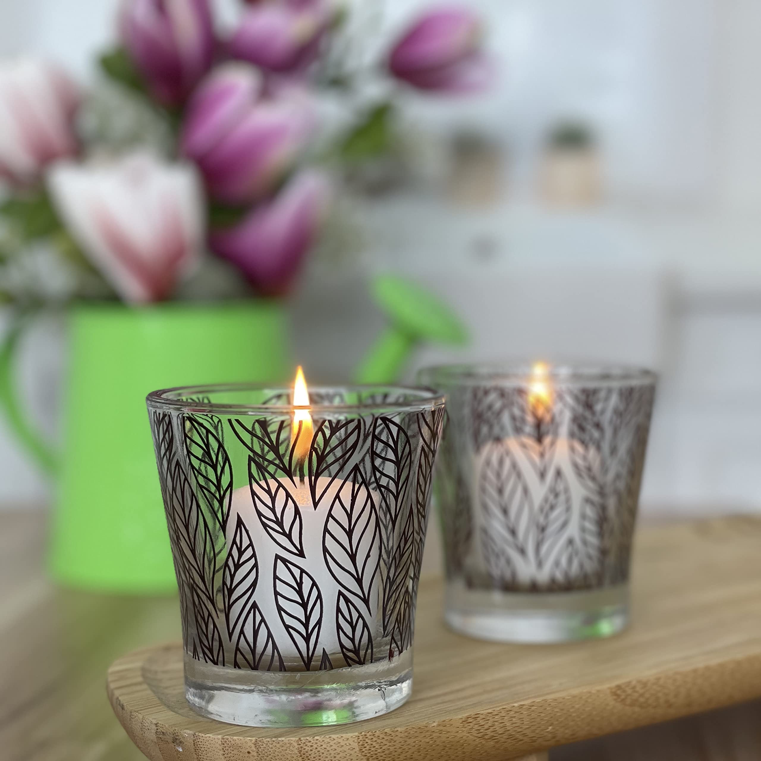 Glass Candle Holders Seasonal Designs for Spring - Votives/Candle Making/Jars Brown 6pk