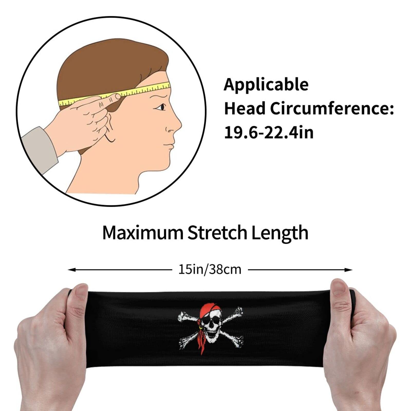 Jolly Roger Pirate Flag Running Headband for Men Outdoor Sports Workout Sweatband