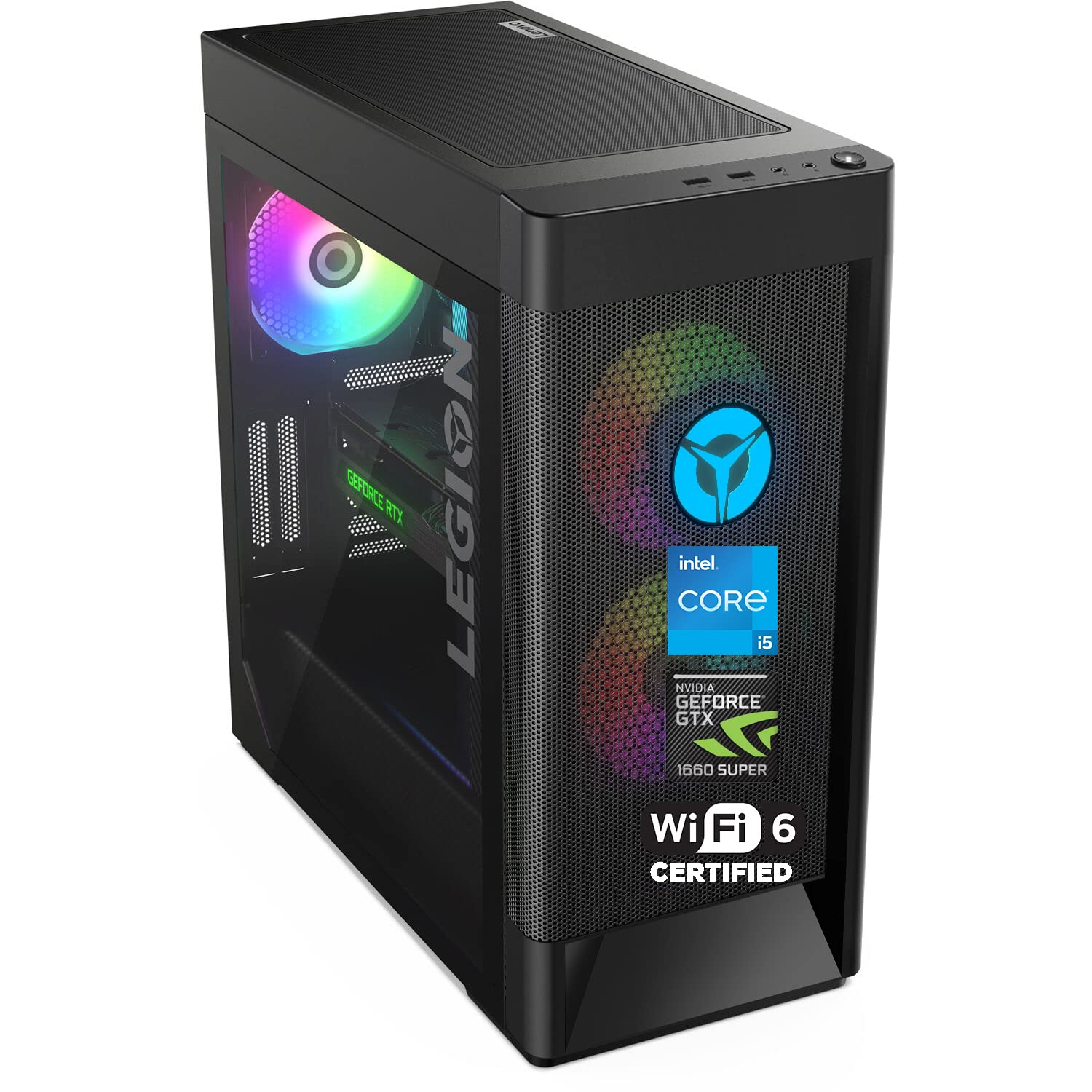 Lenovo Legion 5 Gaming Desktop, Intel Core i5-11500 Processor, GeForce GTX 1660 Super, 32GB RAM, 512GB SSD + 1TB HDD, DP, RJ-45, HDMI, Wi-Fi 6, Bluetooth, Wired KB&Mouse, Windows 11 Home, Black