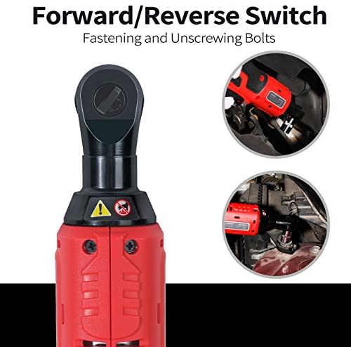 MANUSAGE 3/8" Cordless Electric Ratchet Wrench Set, 20V Cordless 44.25 Ft-lbs 380 RPM Ratchet Kit