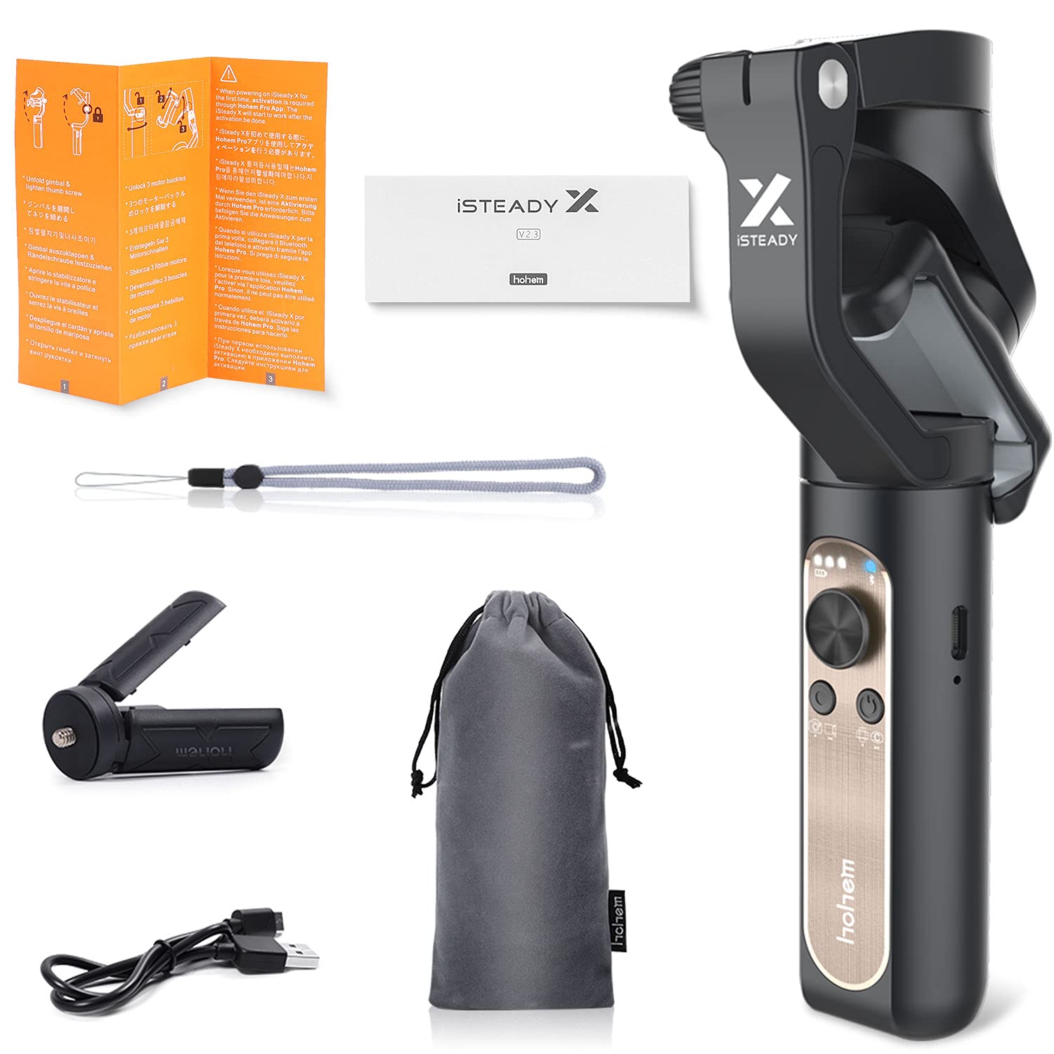 Hohem iSteady X Gimbal Smartphone Gimbal Stabilizer 3-Axis Gimble Moment Story 270° Roll Inception Mode Compatible with iPhone 14/13/12/11 Mini/Plus/Pro/Max & Android Smartphones (Black)