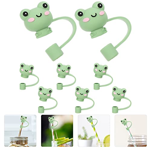 Healeved 8pcs Straw Dust Cap Protective Cap Frog