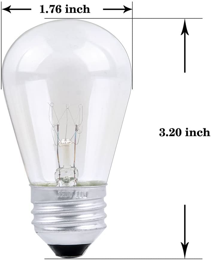 String Light Company S1411WA Amber S14 Light Bulb with E26 Base, 11-Watt (Pack of 12)