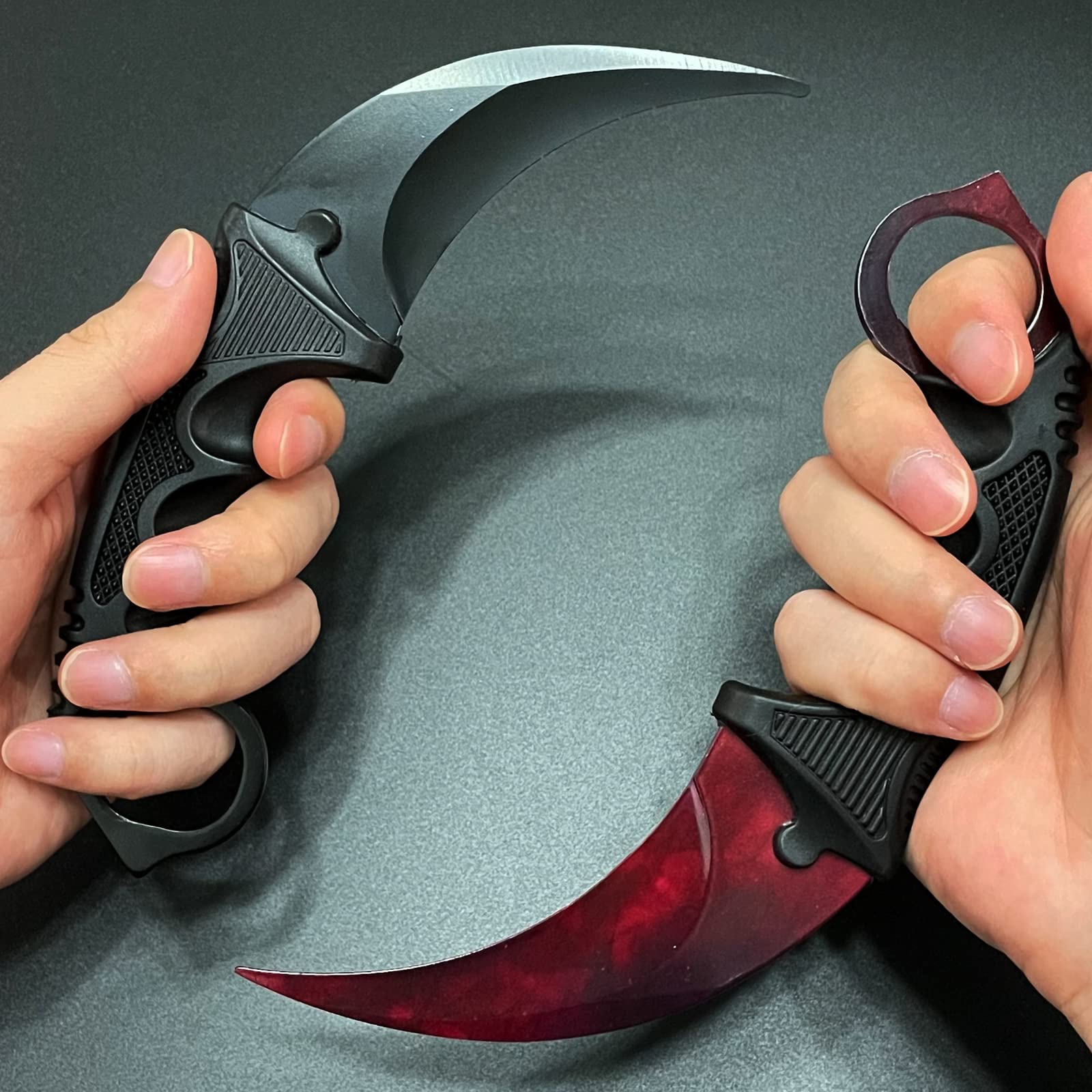 Karambit Knife Trainer Stainless Steel Practice Karambit Knife Fixed Blade Training Karambit Knife with Sheath and Cord Suitable for Hiking, Adventure, Survival and Collection 2 Pieces(Black Red)