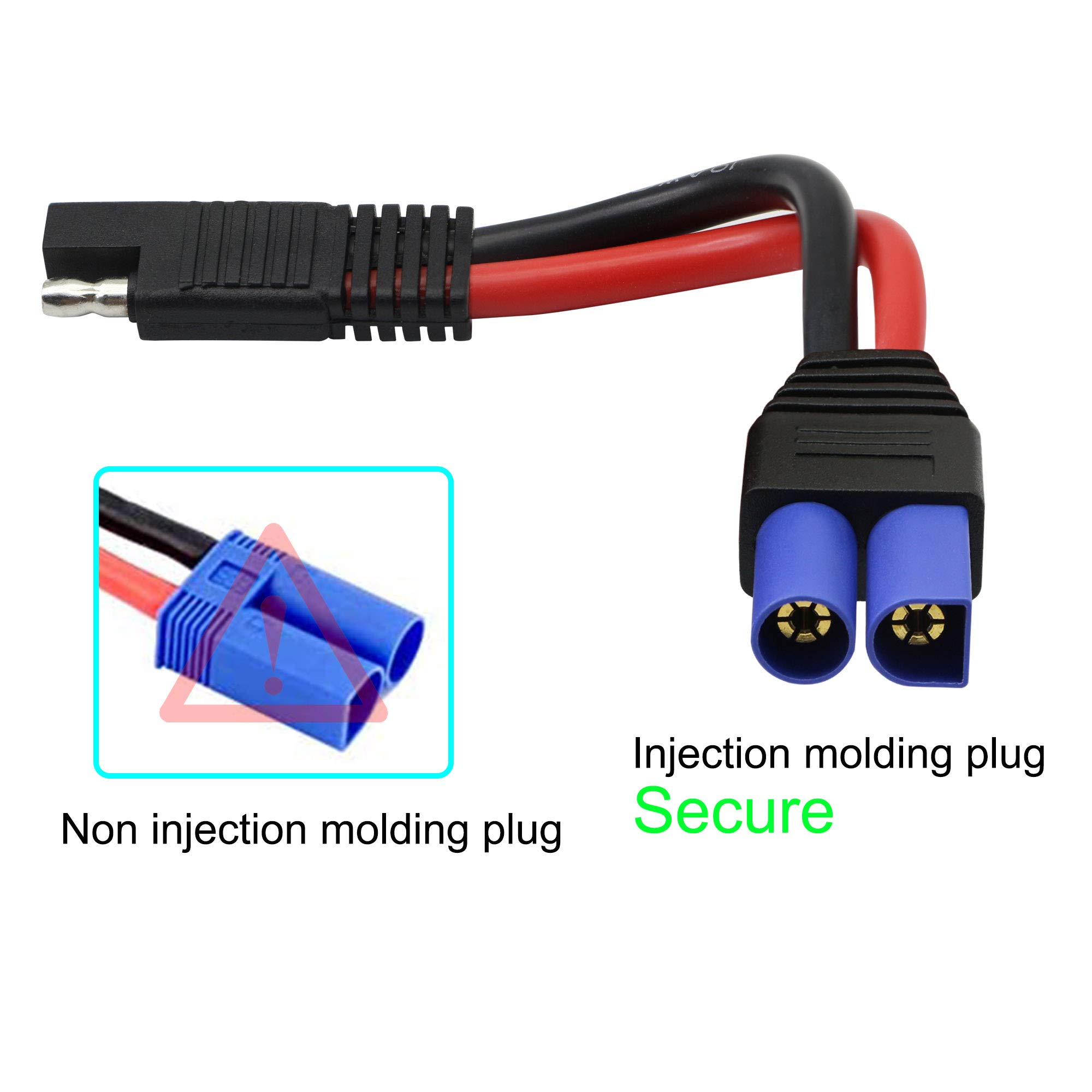 GINTOOYUN EC5 to SAE Cable,EC5 F/M Plug to SAE Connector Power Automotive Cable Wire 10AWG for Car Motor Solar Panel Batteries (EC5 Female+EC5 Male)