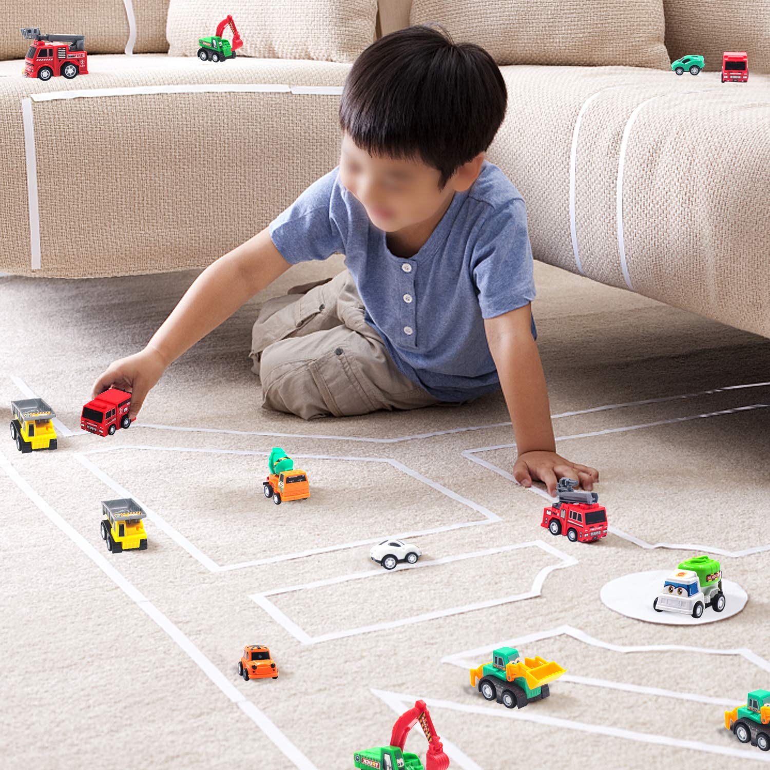 FRETOD Pull Back Vehicle, 20 Pcs Pull Back Toy Cars, Pull and Go Toy Cars for Toddlers and Kids