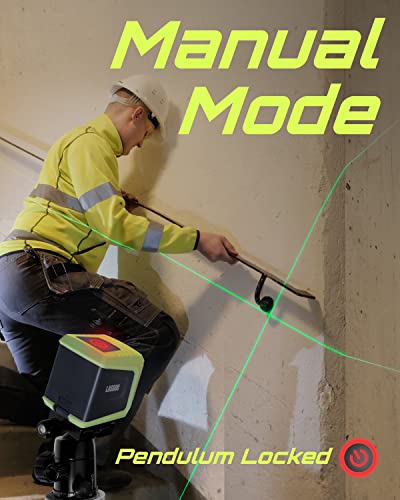 LASGOO Laser Level Self Leveling, Green Cross Laser Line with Vertical and Horizontal for Picture Hanging and Construction, Magnetic Rotating Stand and Portable Case Included, Green