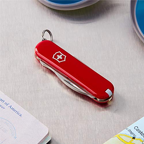 Victorinox Jetsetter Swiss Army Knife, Compact 7 Function Swiss Made Pocket Knife with Scissors, Magnetic Phillips Screwdriver and Key Ring β Red