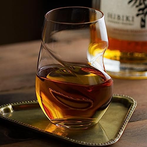 Glassware Stemless Wine Glasses, Clear Glass with Finger Indentations, Naturally Aerates Wine, Unique and Elegant Drinkware, 16.6 oz(430ml Capacity, Set of 2