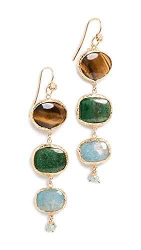 GAS Bijoux Women's Three Gemstone Drop Earrings, 376, Gold, One Size