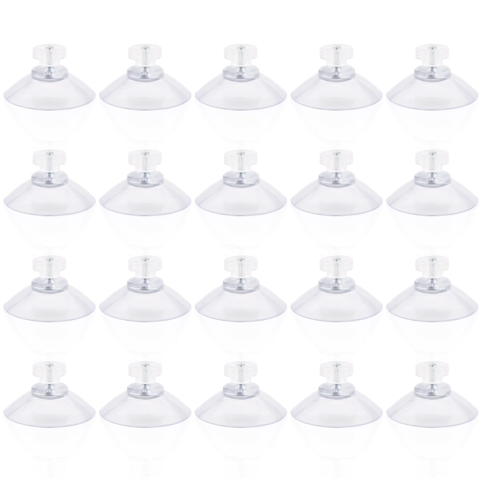 PEUTIER 20pcs Plastic Suction Cups Without Hooks, Small Glass Sucker Pads Mini Threaded Suction Cup with Nuts Strong Adhesion Holder for Aquarium Window Fish Tank Mirror Wall Kitchen Bathroom Shower
