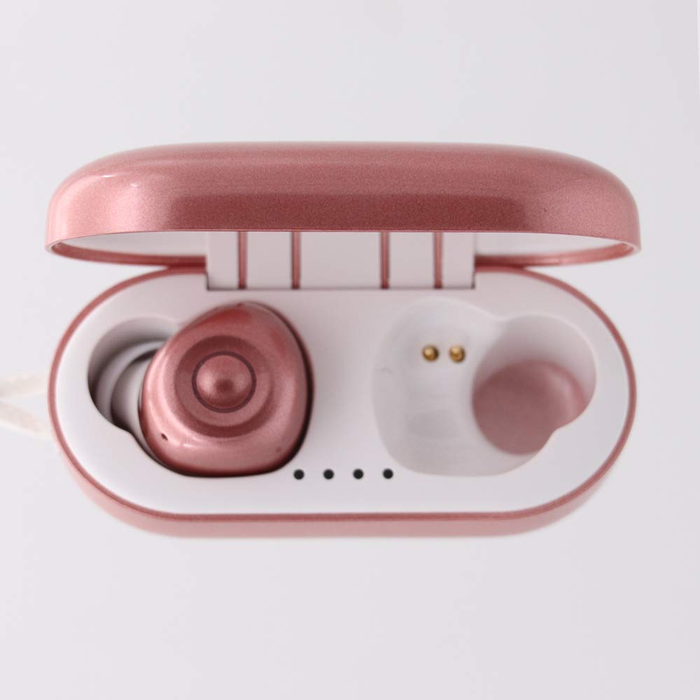 eleror True Wireless Earbuds, T1 Mini Pods in Ear Bluetooth Earbuds Premium Sound with LED Indicator/Smart Touch Control/with Microphone, Waterproof, Charging Case with Lanyard-Rose Gold
