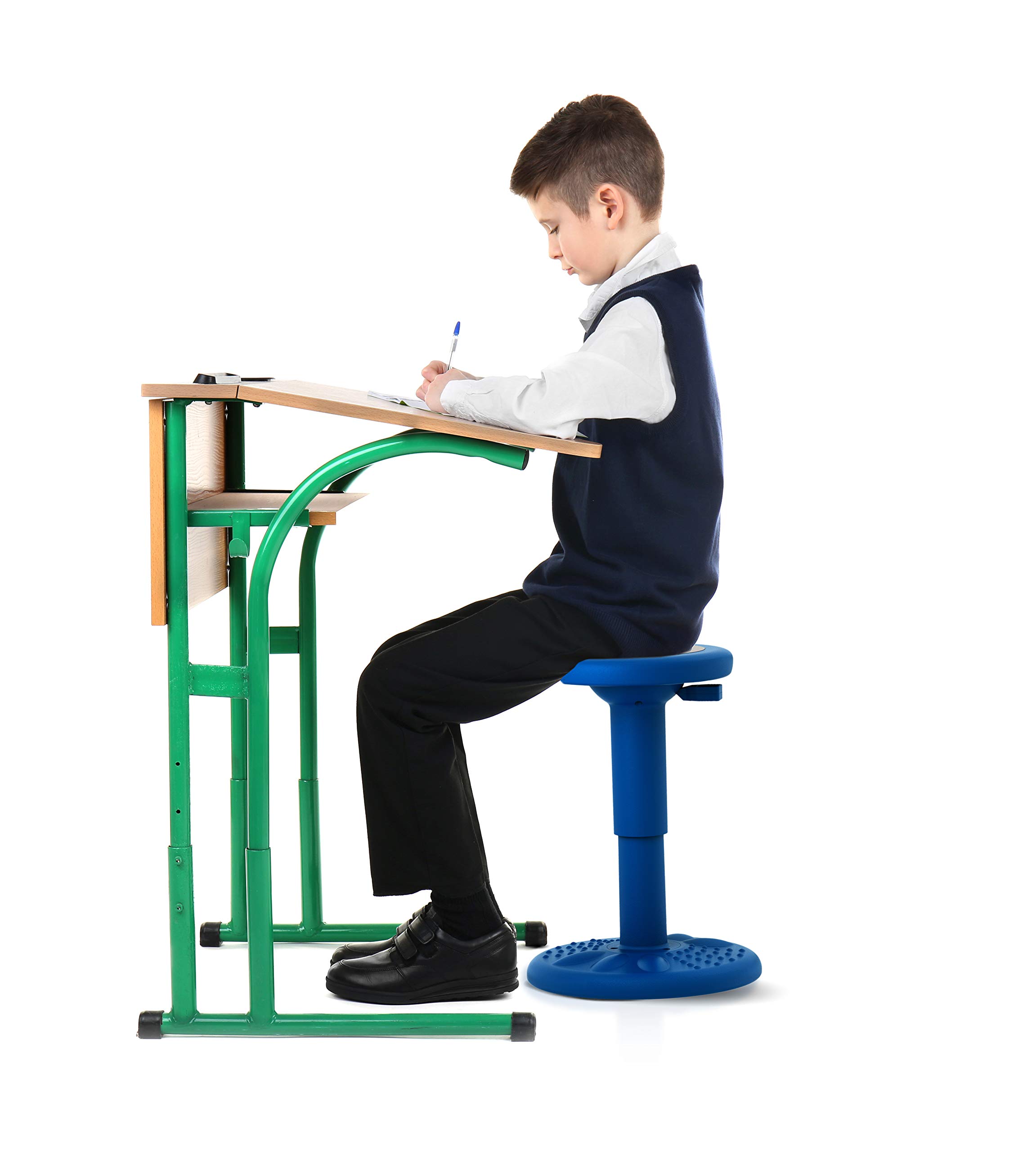 Studico ActiveChairs Adjustable Wobble Chair, Flexible Classroom Seating improves Focus, Posture & Helps ADHD/ADD. Classroom Stools, Active Wobble Chairs, Adjusts from 16.65" to 23.75" Ages 13-18 Blue