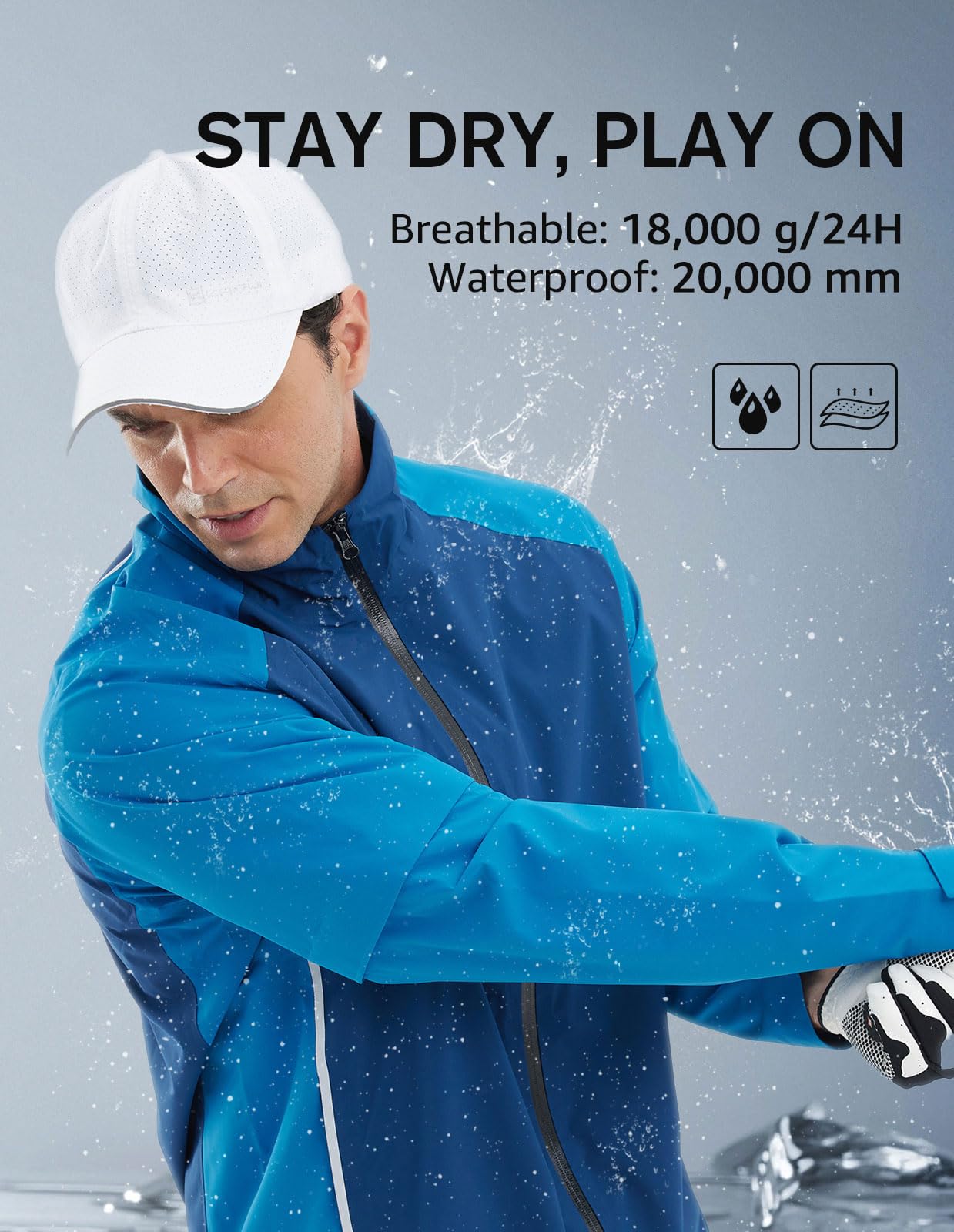 fit space Waterproof Golf Rain Suits for Men Performance Rain Jackets and Pants for All Sports (Navy-Blue Full-Zip, Medium)