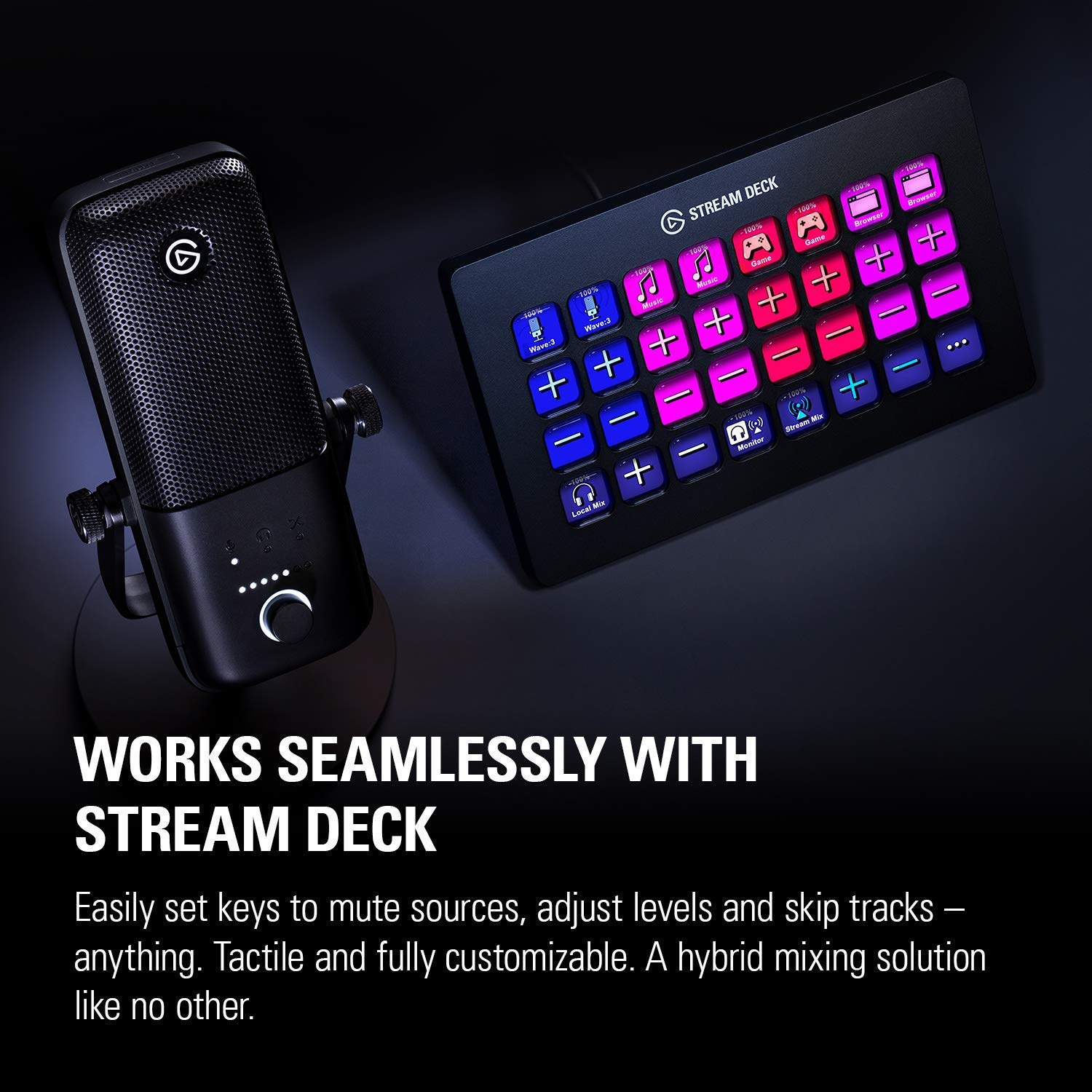 Elgato Wave:3 - USB Condenser Microphone and Digital Mixer for Streaming, Recording, Podcasting - Clipguard, Capacitive Mute, Plug & Play for PC/Mac (Renewed)