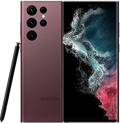 SAMSUNG Galaxy S22 Ultra S9080 5G 512GB ROM 12GB RAM Factory Unlocked (GSM Only | No CDMA - not Compatible with Verizon/Sprint) Global Version Mobile Cell Phone - Burgundy