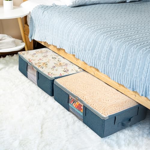LargeROO Premium Storage Bins with Lids - Versatile Under Bed Storage Containers for Closet Organization and Storage - Ideal for Blankets (4)