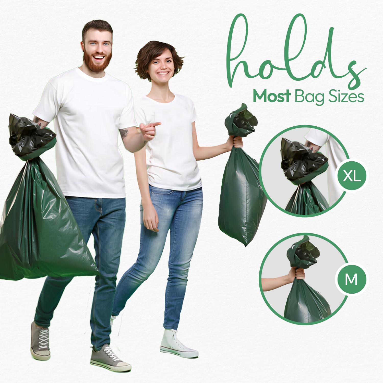 Largest Club Size Trash Bag Holder 10"x8.25"- Dispenser Holds 200 Bags & Regular Size Rolls, Convenient Design, Countertop or Wall-Mounted, Sturdy Bamboo, Easy to Clean