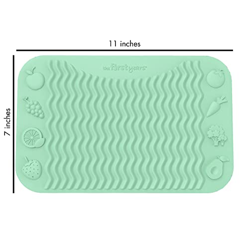 The First Years SenseAbles Finger Foods Placemat – Silicone Feeding Mat for Baby High Chairs or Table - Dishwasher Safe – Mint