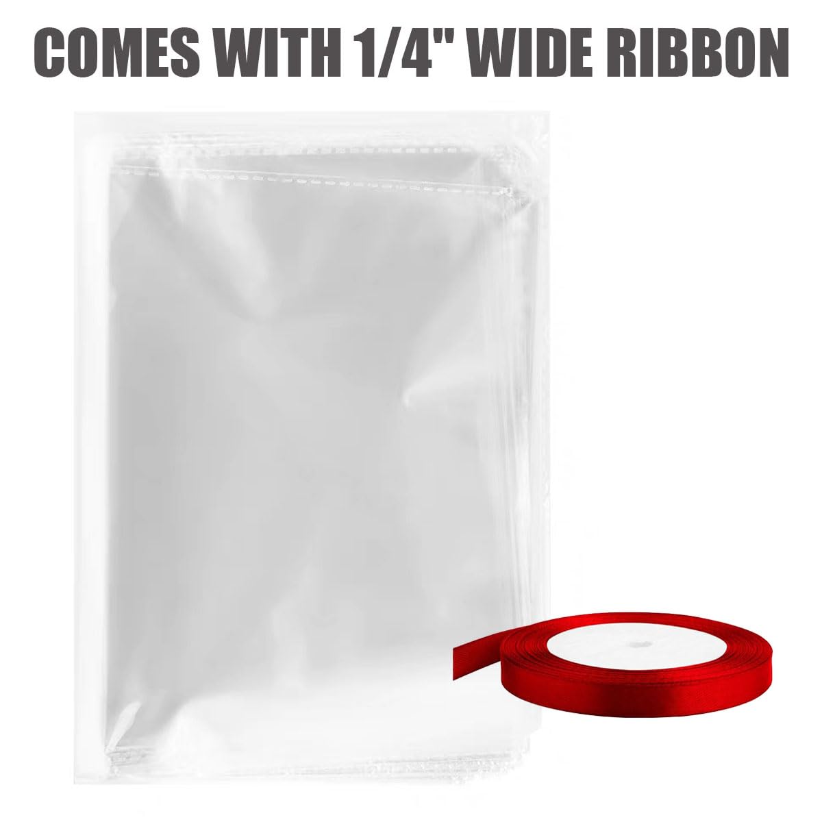 QKEEDSN 50 Pcs 9 x 20 Inches Clear Cellophane Gift Bags, Great for Wine Bottles, Flowers, Tall Mugs Wrapping