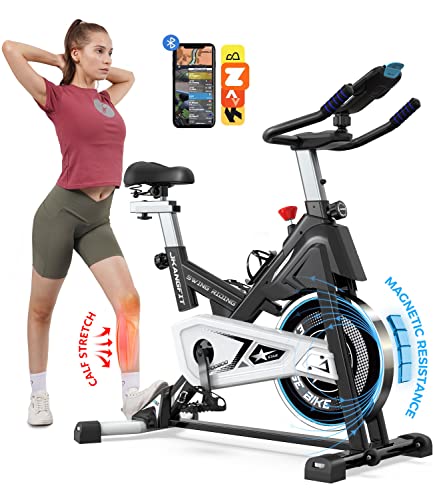 Pooboo Magnetic Exercise Bike Stationary, Indoor Cycling Bike with Built-In Bluetooth Sensor Compatible with Exercise bike apps& Ipad Mount, Comfortable seat and Slant Board, Silent Belt Drive (626S)