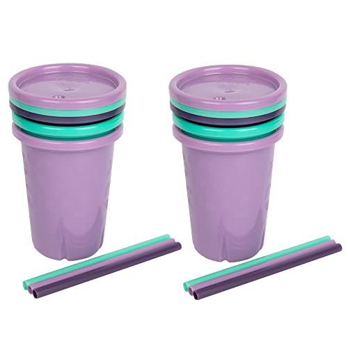 The First Years GreenGrown Reusable Spill-Proof Straw Cups β Toddler Straw Cup β 6 Pack β Purple/Teal