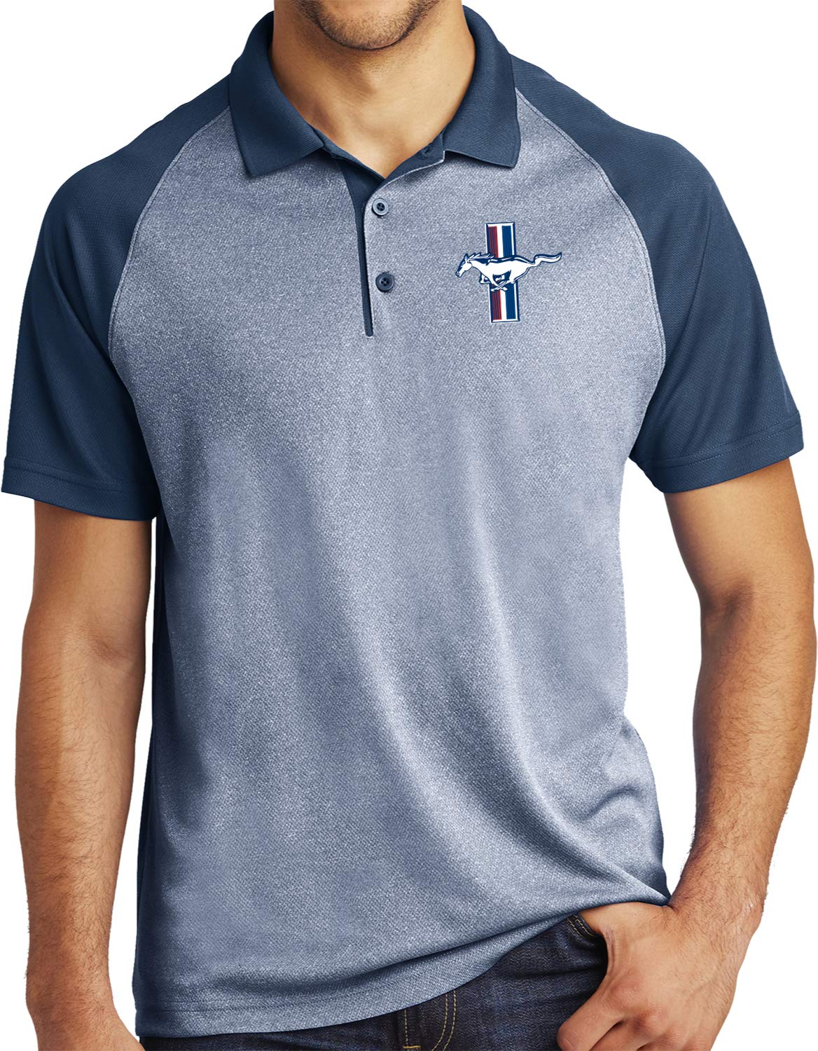 Ford Legend Lives Crest Pocket Print Raglan Polo, Navy Small