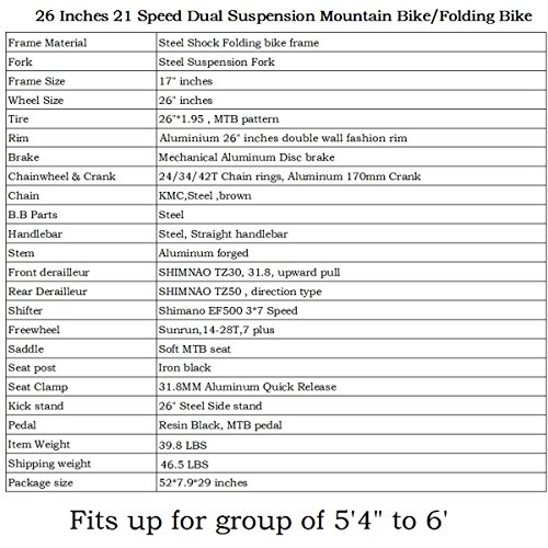 EUROBIKE Mountain Bike G6 26" 21 Speed Folding Bike (Red)