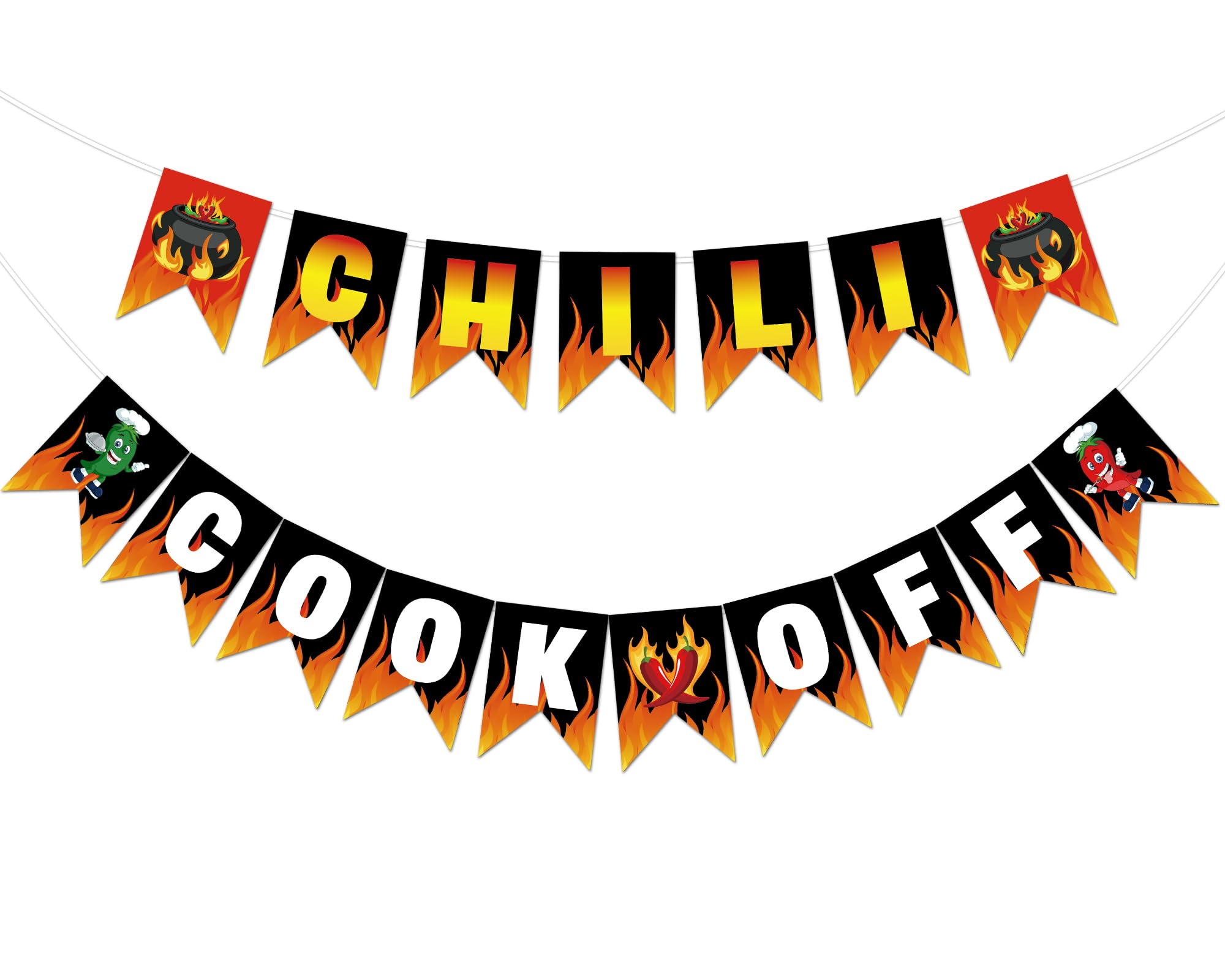 QOUBAI Chili Cook Off Decorations Banner Red Hot Chili Party Decoration Pepper Chili Cook Off Banner Chili Contest Pennant Chili Cook Off Prizes for Chili Party Supplies Chili Cooking Competition
