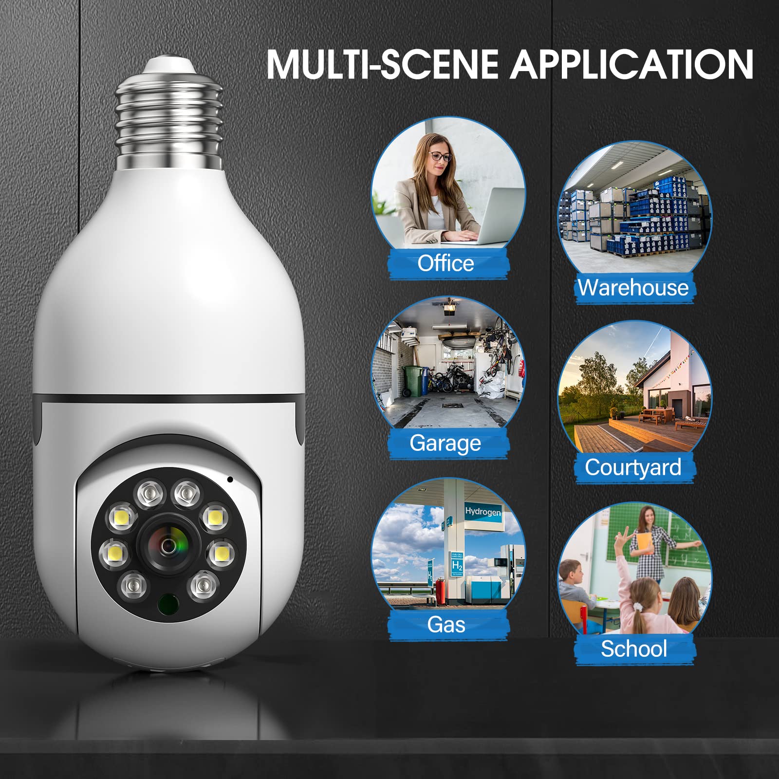 Light Bulb Security Cameras Wireless Indoor 355 Degree Pan/Tilt 3MP 1080P Camera Surveillance with Motion Detection Alarm Night Vision Two-Way-Talk Supported 2.4GHz WiFi (Not Compatible 5GHz Wi-Fi)