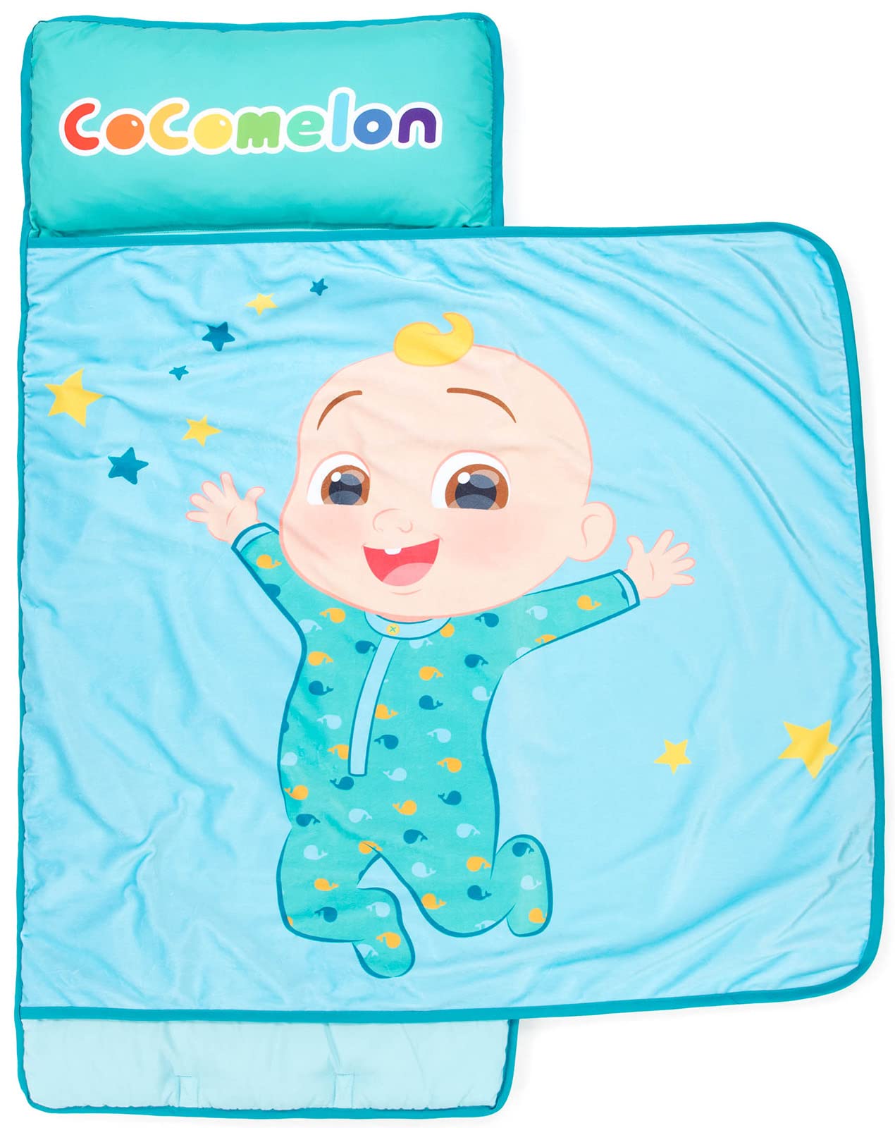 Jay Franco CoComelon Ready for Bed Nap Mat – Built-in Pillow and Blanket Features J.J. - Super Soft Microfiber Kids'/Toddler/Children's Bedding, Ages 3-7