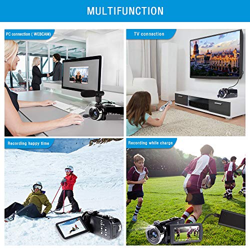 Vmotal Video Camera Camcorder with Microphone, 2.7K HD 42.0 MP 18X Digital Zoom 1080P Vlogging YouTube Recorder, 270 Degree Rotation 3.0 Inch Screen with 2 Batteries Inculde 32GB SD Card