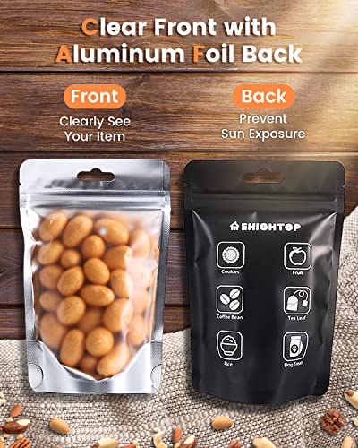 Resealable Bags, Mylar Bags Smell Proof Bags with Clear Window,Packaging Bags for Storage Coffee Beans, Cookie, Lipstick, Candy,White