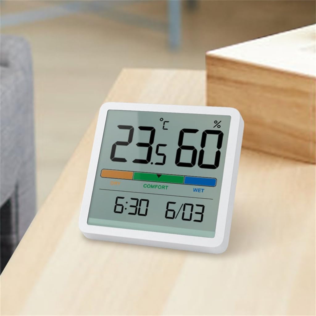 LNYHLXS Purpose Digital Temperature and Humidity Meter Clock Household Indoor Kitchen Refrigerator