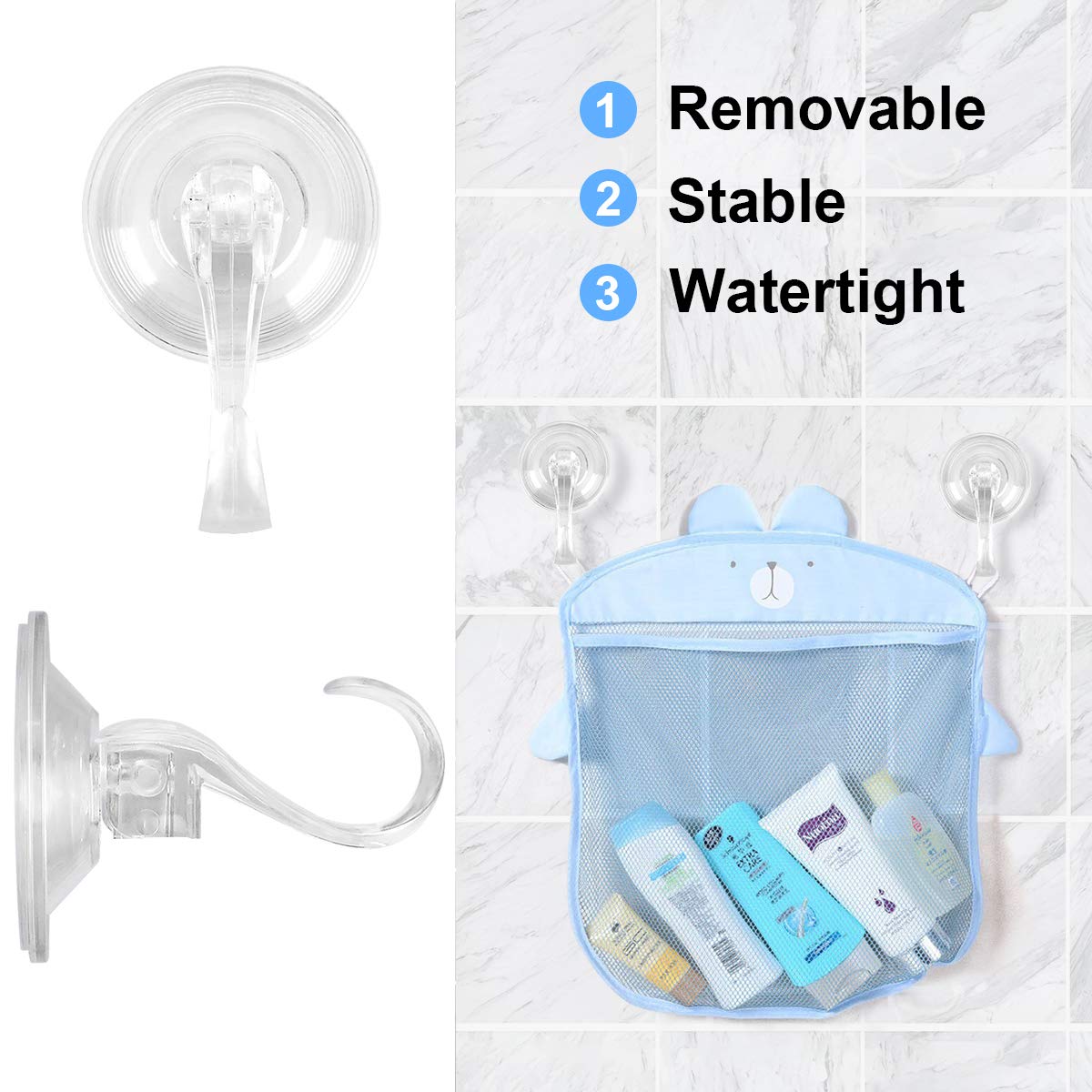 Suction Cup Hooks, 8PCS Heavy Duty Vacuum Strong Suction Cups with Hooks Large Clear Reusable Suction Cup Hook for Shower Bathroom Towel Window Glass Kitchen Utensils and Christmas Wreath Hanger