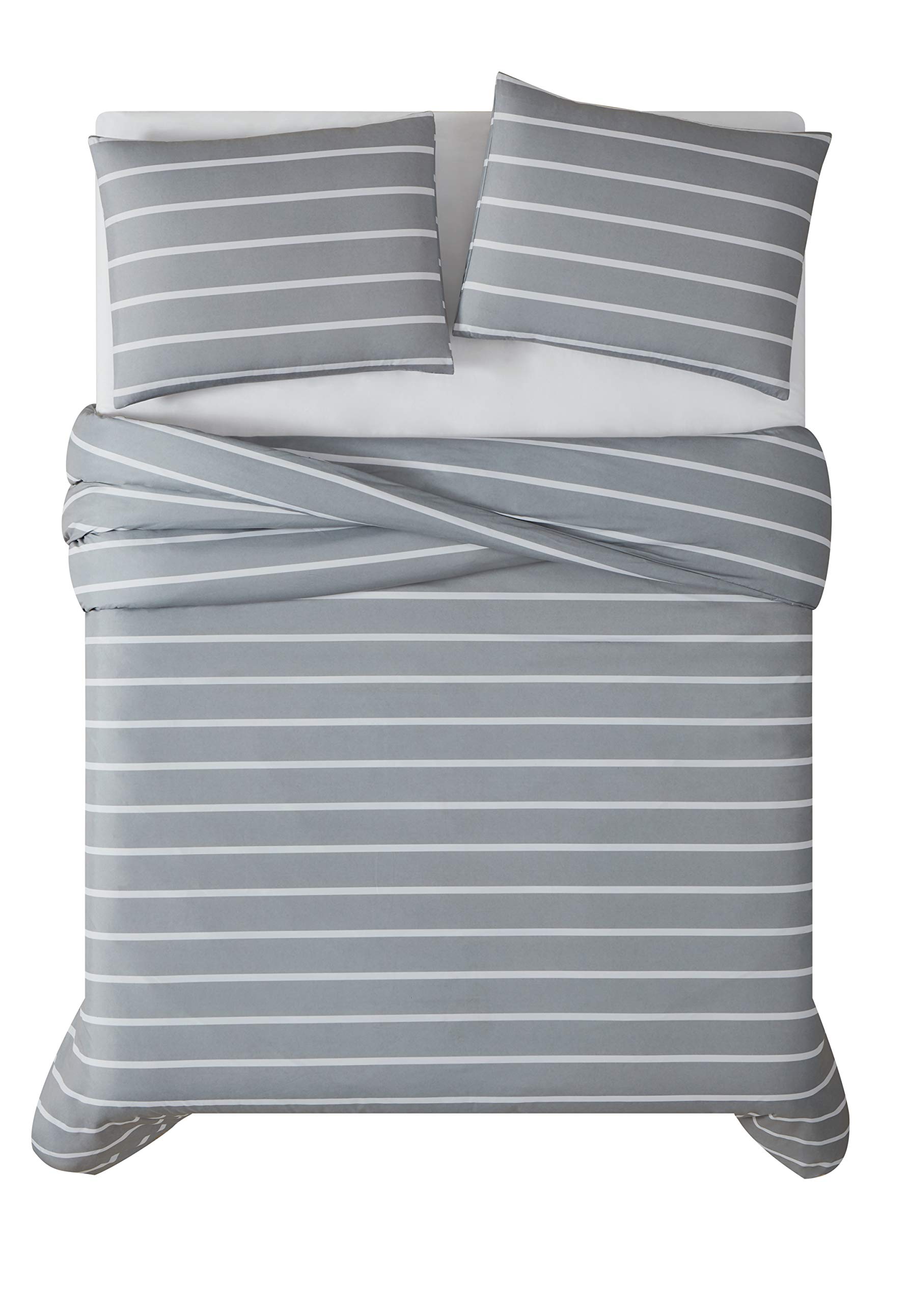 Truly Soft Maddow Stripe Grey Twin XL 2-Piece Duvet Cover Set
