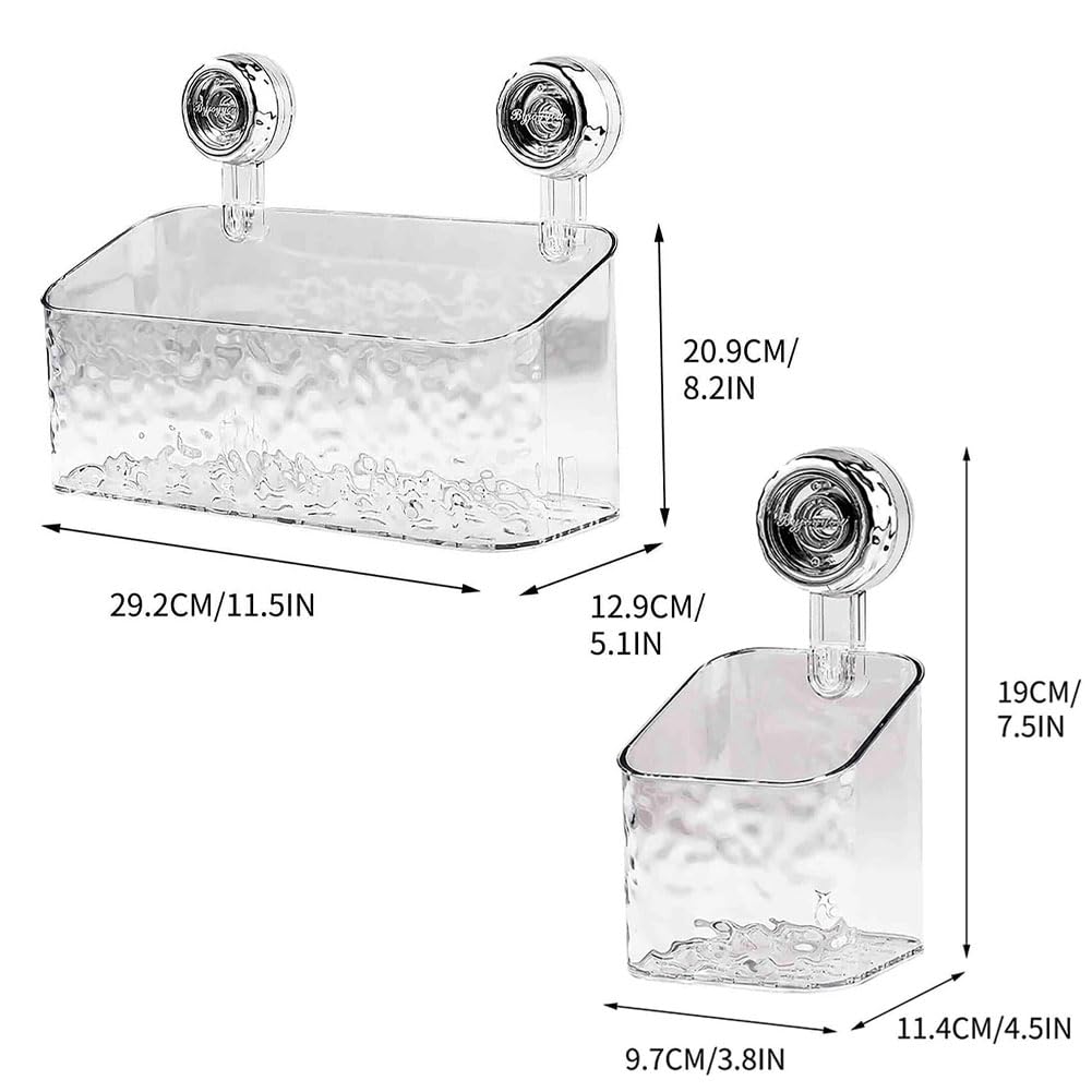 Suction Storage Rack, Luxury Suction Storage Rack Bathroom Suction Cup Storage Rack Clear for Shower (Gray-L)