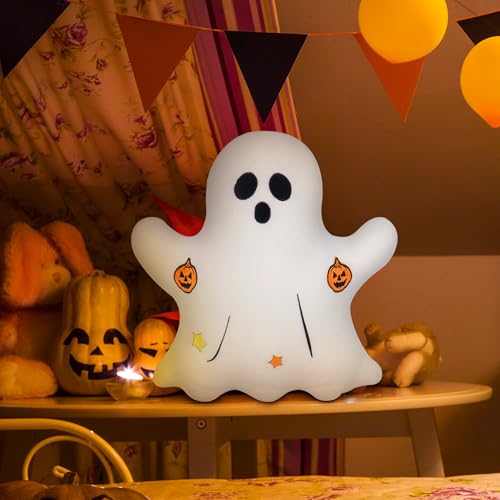 OurHonor 16.5" Ghost Pillow Halloween Throw Pillows Cute Stuffed Animals Plush, Ghosts Shaped Spooky Plushies Doll Toy Decorative for Home Party Decor (Pumpkin)