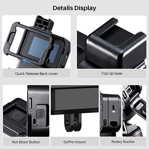 G8-9 Camera Video Cage Vlog Case with Microphone Cold Shoe Mount and Lens Filter Adapter Sport Camera Vlog Accessories Compatible with GoPro 8