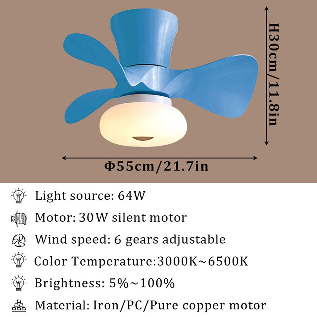 FairUo Kids Bedroom Ceiling Fan with Light Reversible with Remote Control 6 Speeds Led Dimmable Fan Ceiling Light 64W with Timer Modern Quiet Ceiling Fan Light