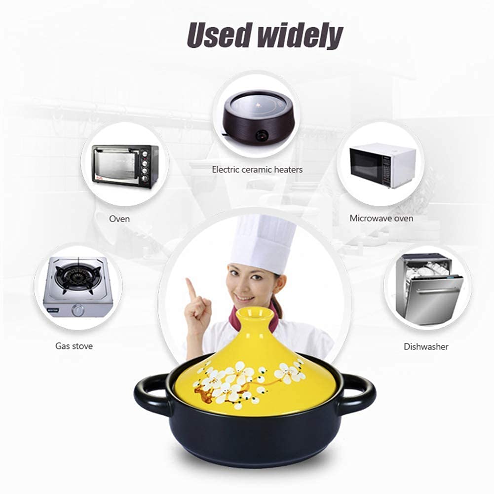 NESKX Ceramic Cooking Pot Casserole Dishes with Lids Tagine Pot Cookware,20Cm Cooking Tagine Pot Casserole Pots with Lids Medium Simple Cooking Tagine Lead Free Cold and Heat Resistant,Casserole D